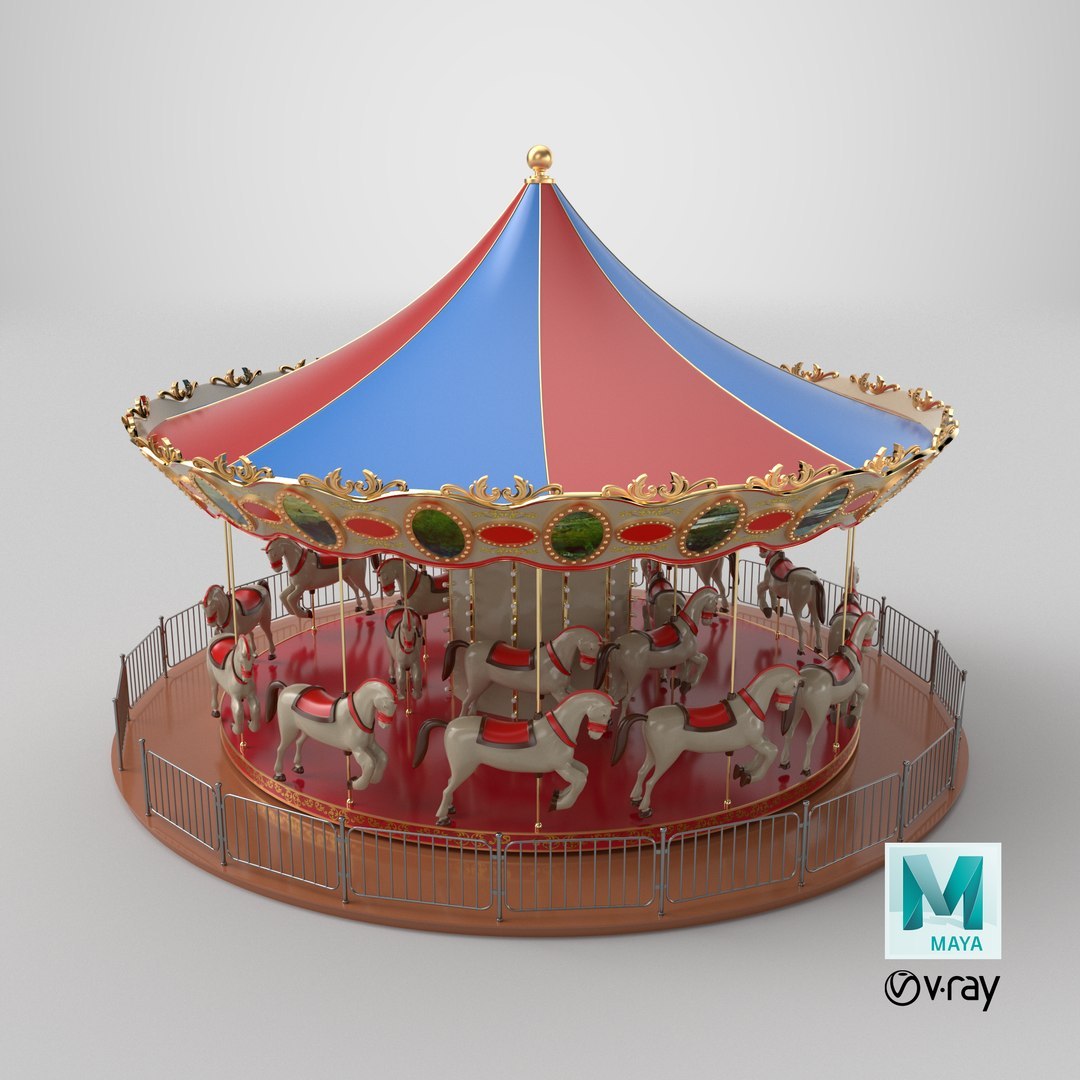 Two Detailed Carousels 3D - TurboSquid 2346569