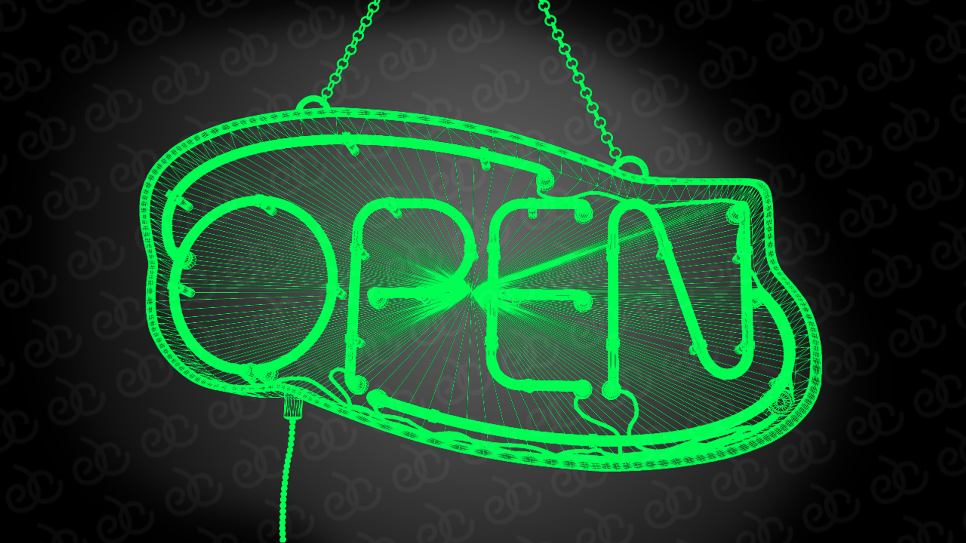 neon open sign 3d model