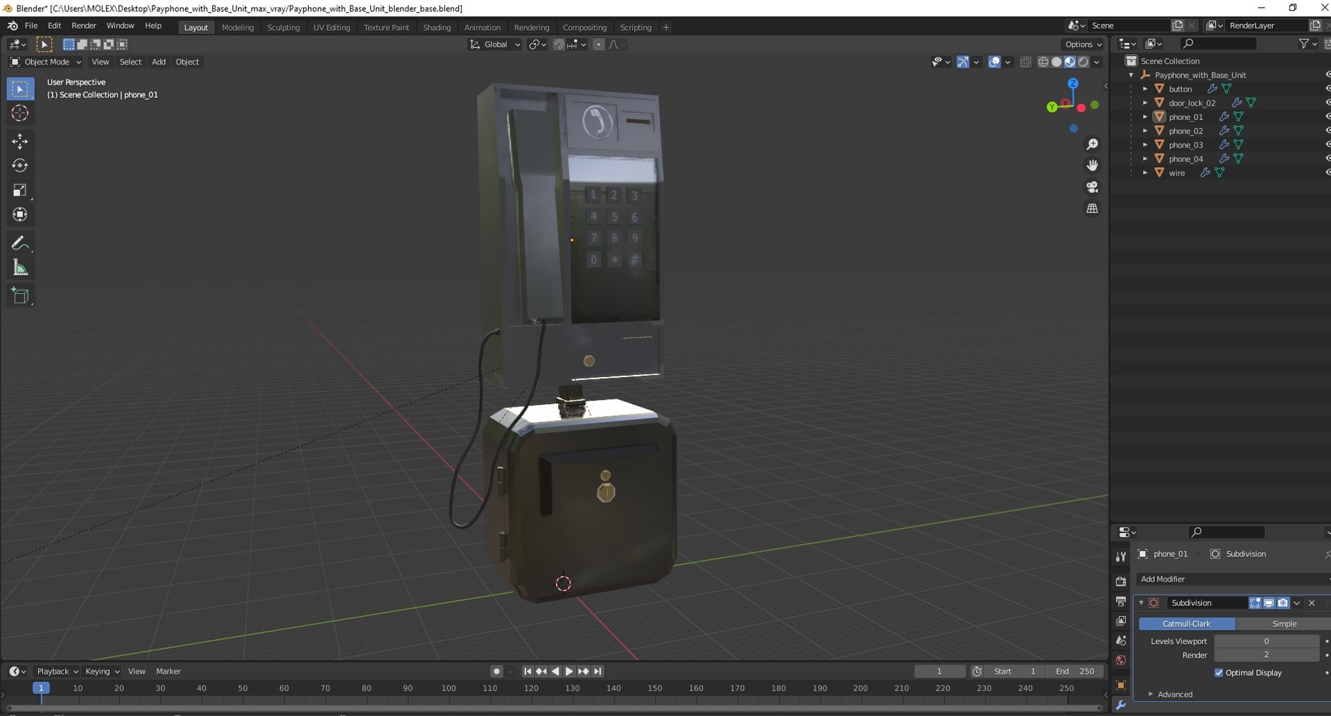 3D Payphone With Base Unit Model - TurboSquid 2270538