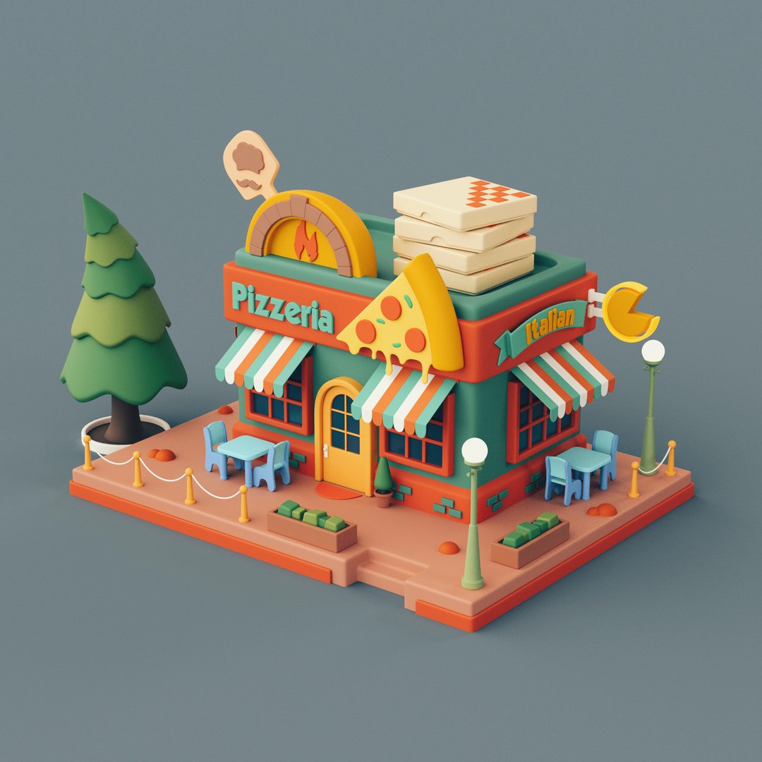 3D High Poly Pizzeria 01 Model - TurboSquid 2029667