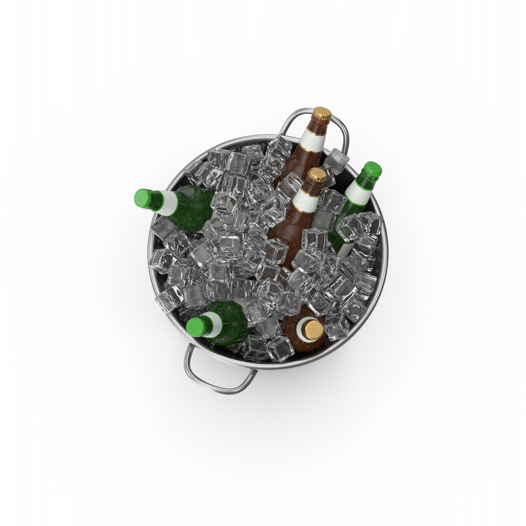 3D Beer Bottles In A Metal Bucket - TurboSquid 1921876