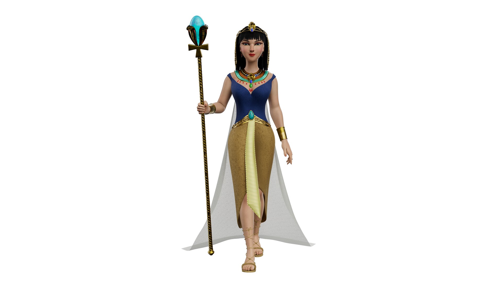 Semi-Realistic Egyptian Queen ISABELLA BLENDER RIGGED 3D Model ...