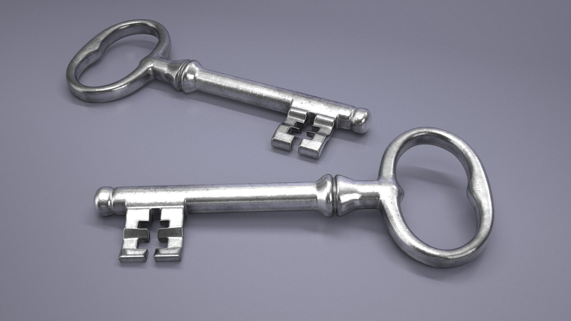3D Classic Skeleton Key Silver Model - TurboSquid 2246281