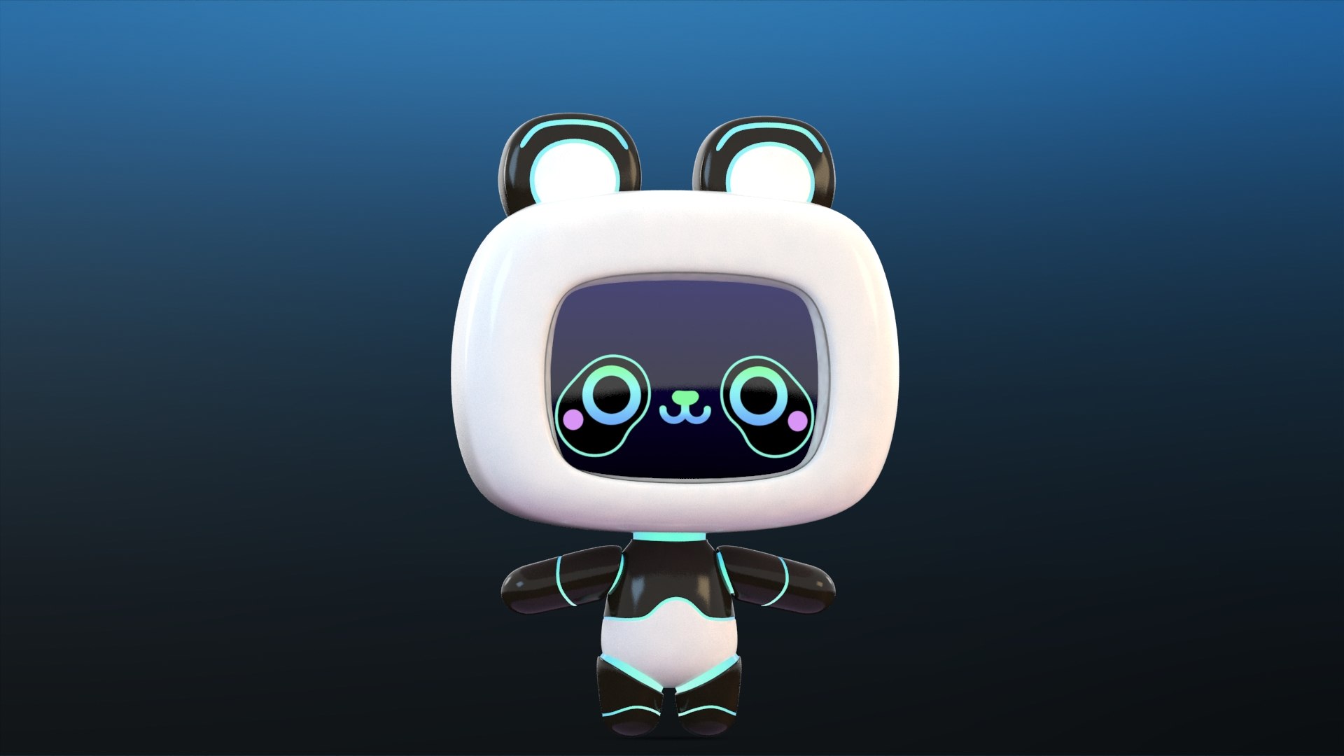 3D Model Cute Cartoon Robot Panda - TurboSquid 2039347