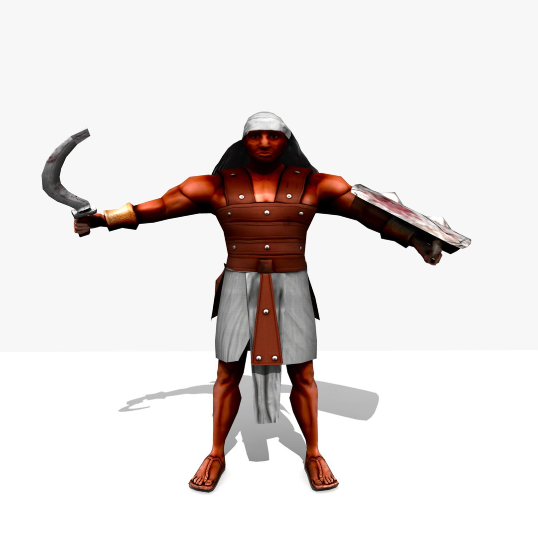 3d egyptian swordsman rigged sword model