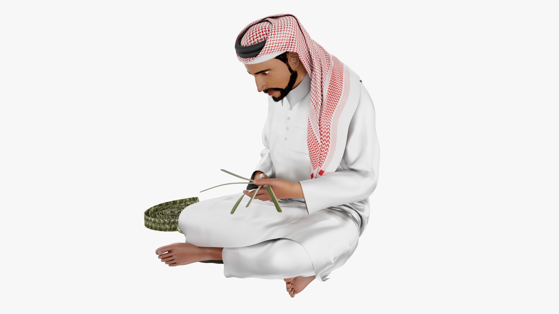 Arab Man Making Palm Leaf 3D Model - TurboSquid 2186708