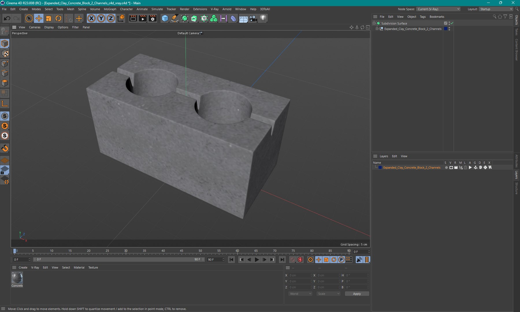 Expanded Clay Concrete Block 2 Channels 3D Model - TurboSquid 2348813