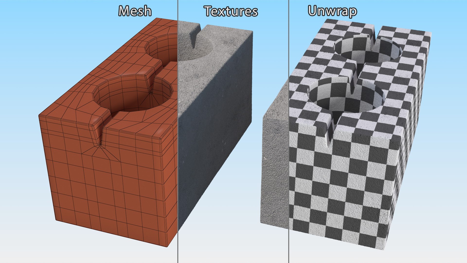 Expanded Clay Concrete Block 2 Channels 3D Model - TurboSquid 2348813