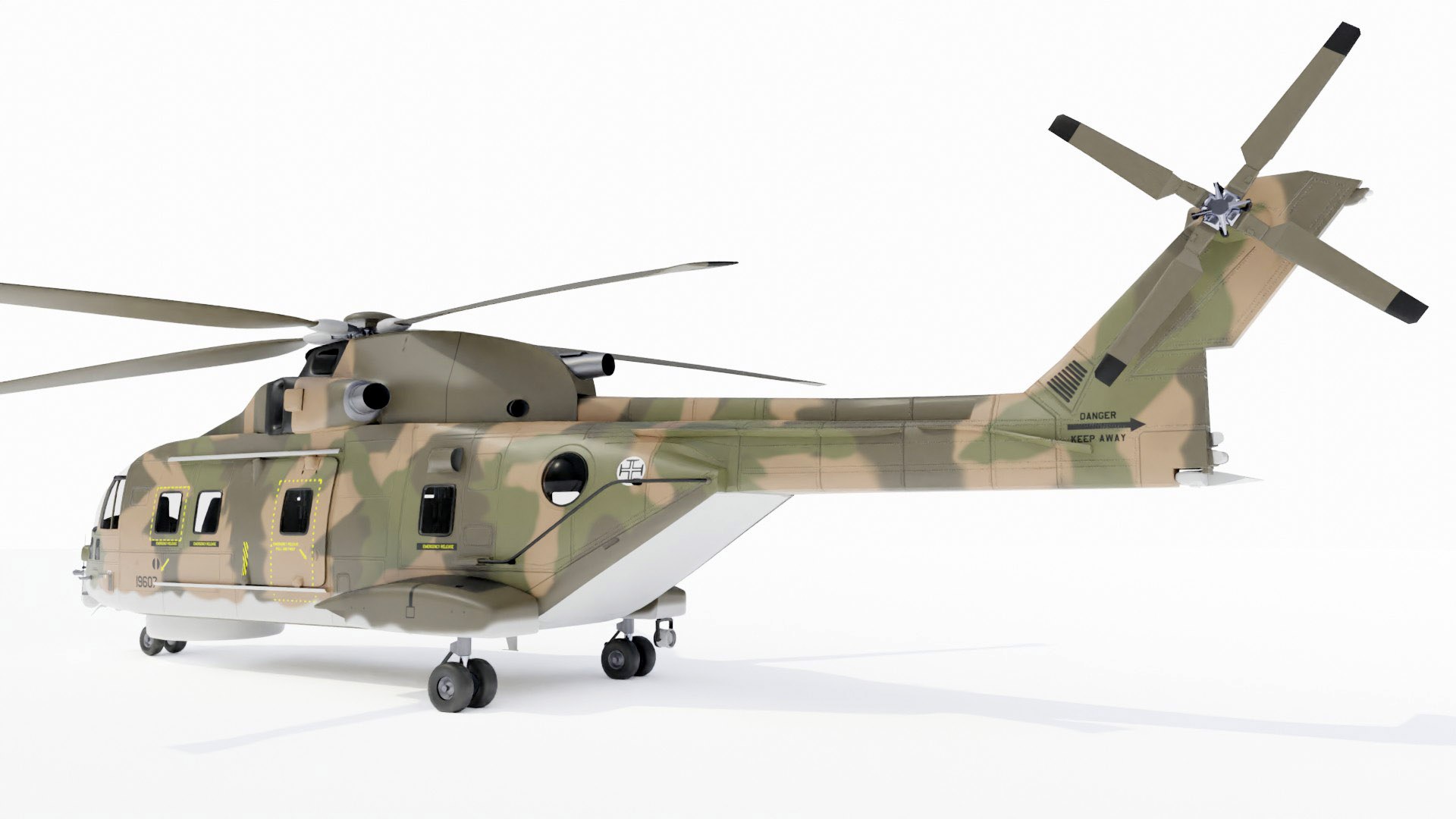 agustawestland eh101 merlin helicopter 3d model