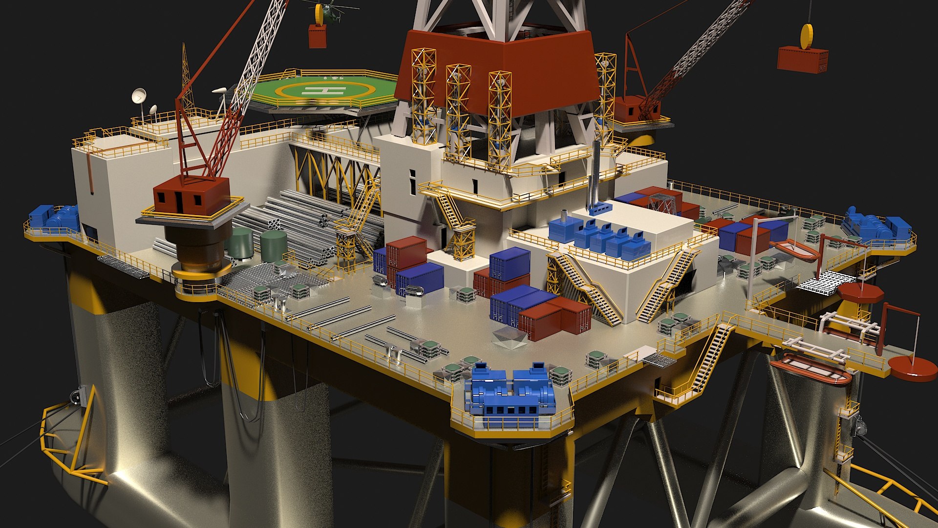 3D semi transocean legend oil rig - TurboSquid 1578271