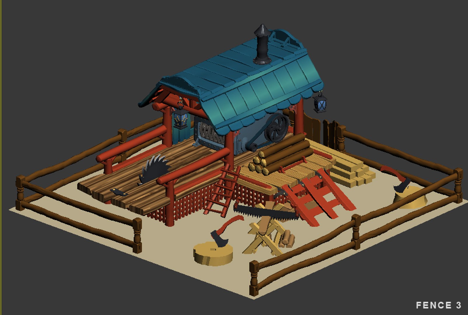 3d Cartoon Sawmill