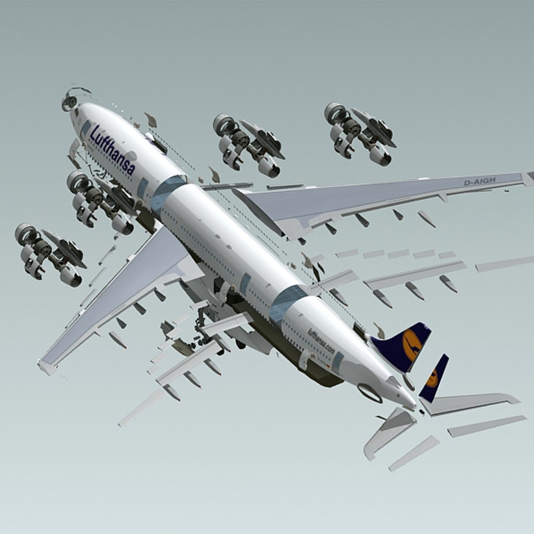 3d model airbus a340-300 plane lufthansa