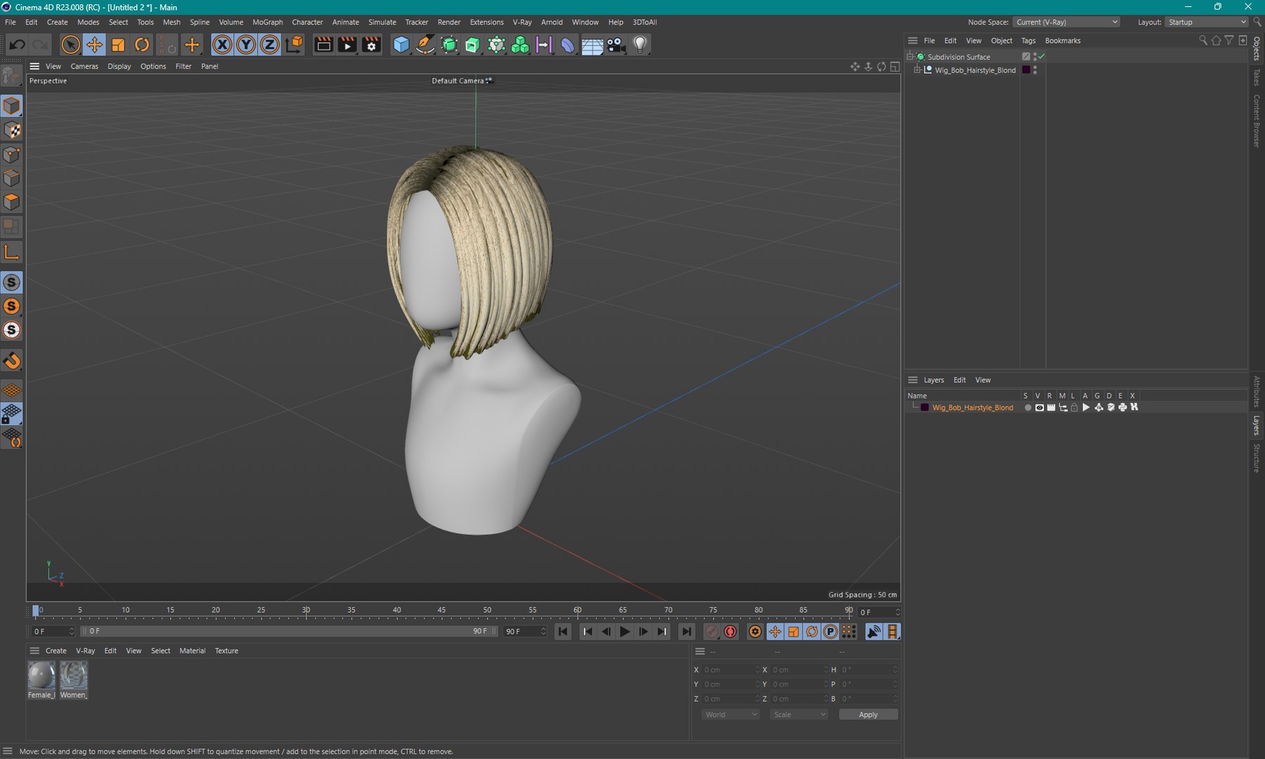 3D Wig Bob Hairstyle Blond - TurboSquid 2346048