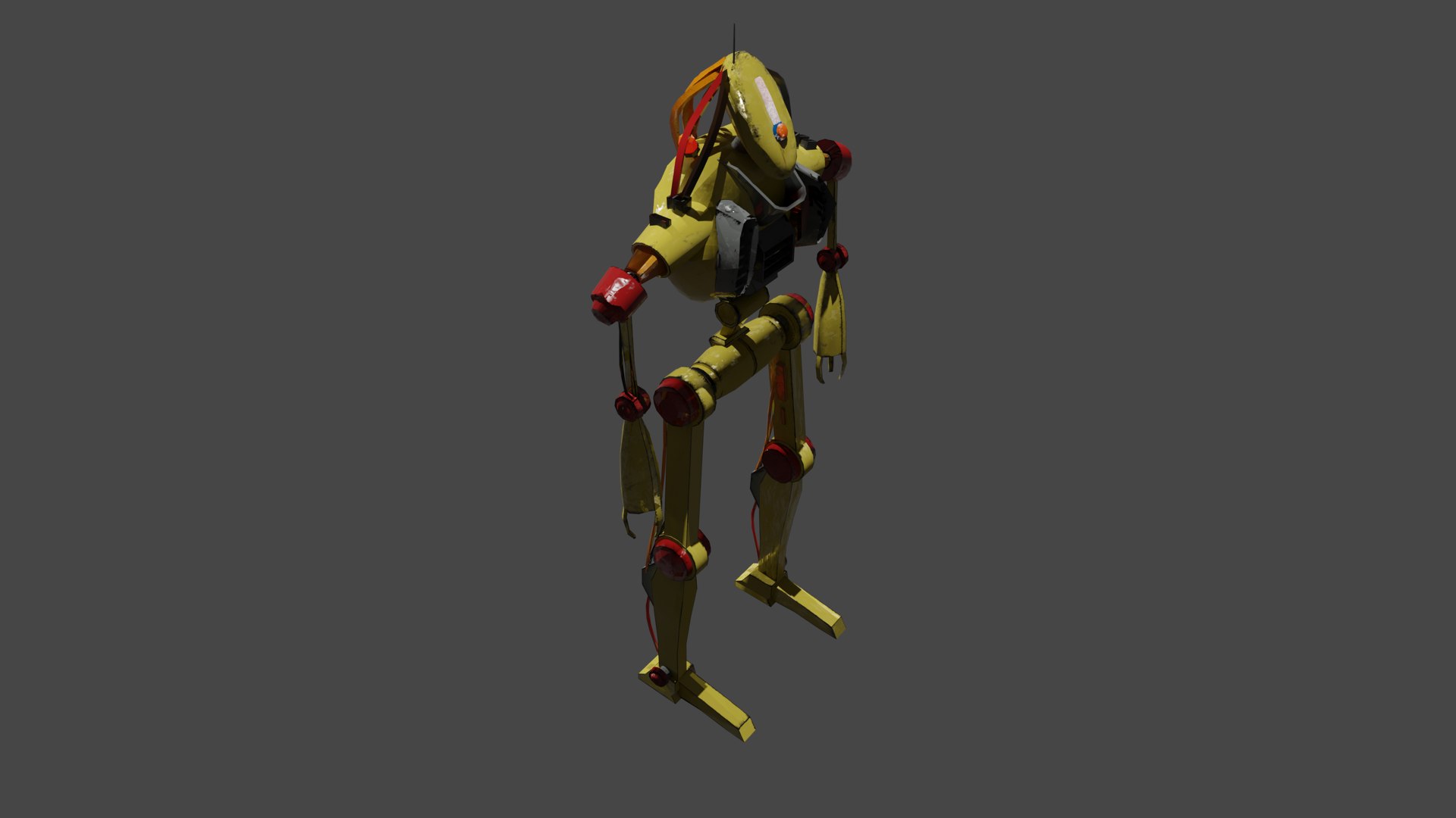 Old yellow robot worker Low-poly model - TurboSquid 1728965
