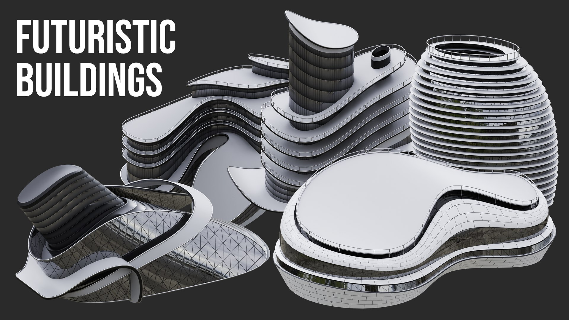Futuristic Buildings Kitbash Set 3D Model - TurboSquid 1874774