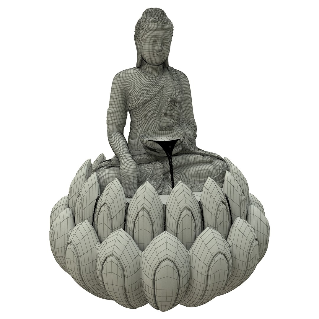 3D Model Buddha Lotus Fountain - TurboSquid 2082066