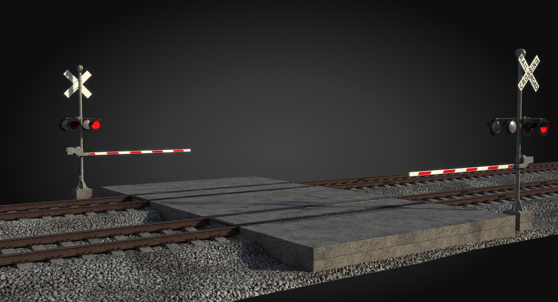 Railway Crossing Rails 3D Model - TurboSquid 1300805