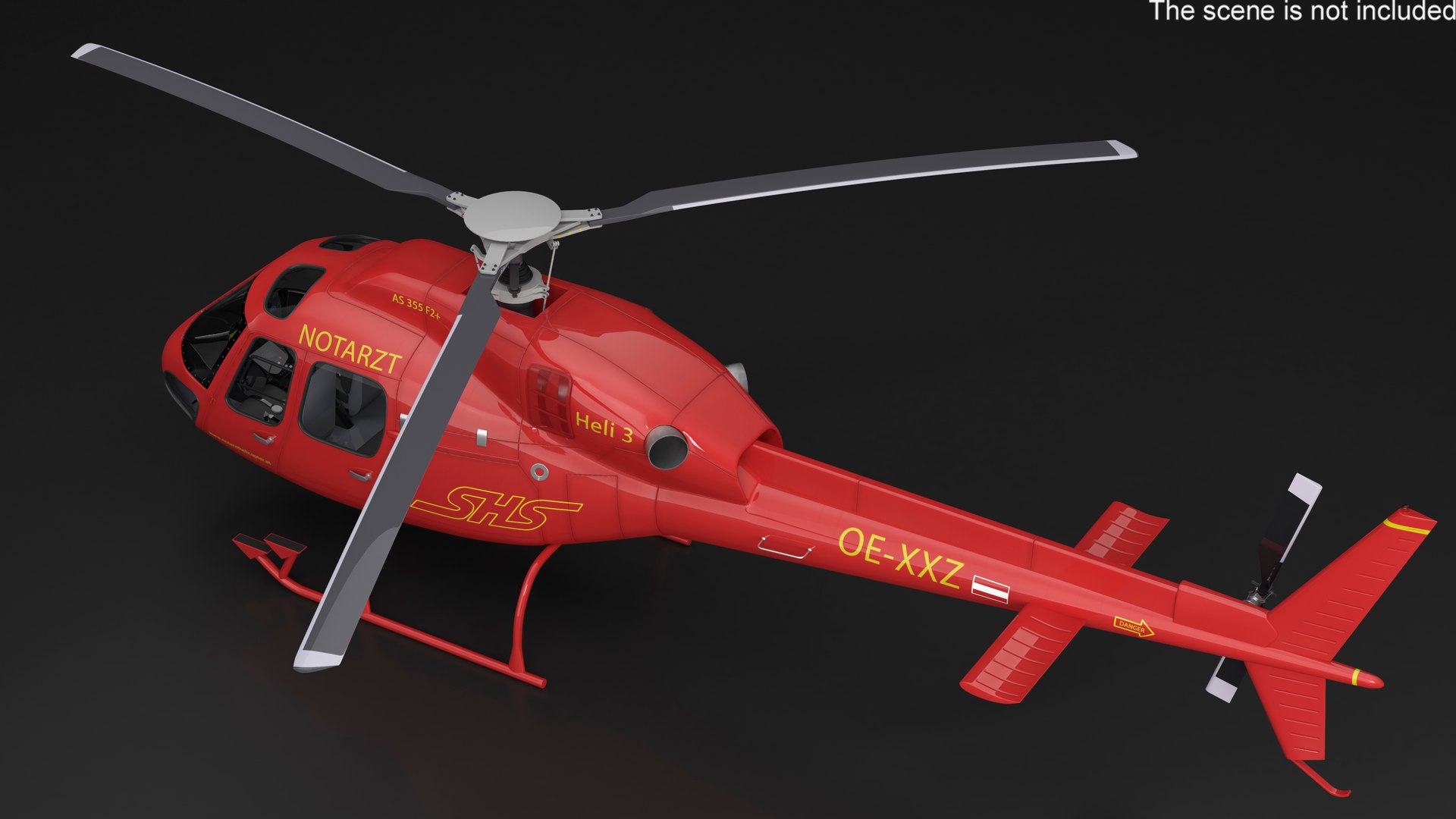 Aviation Services Helicopter Eurocopter AS355 Rigged 3D model ...
