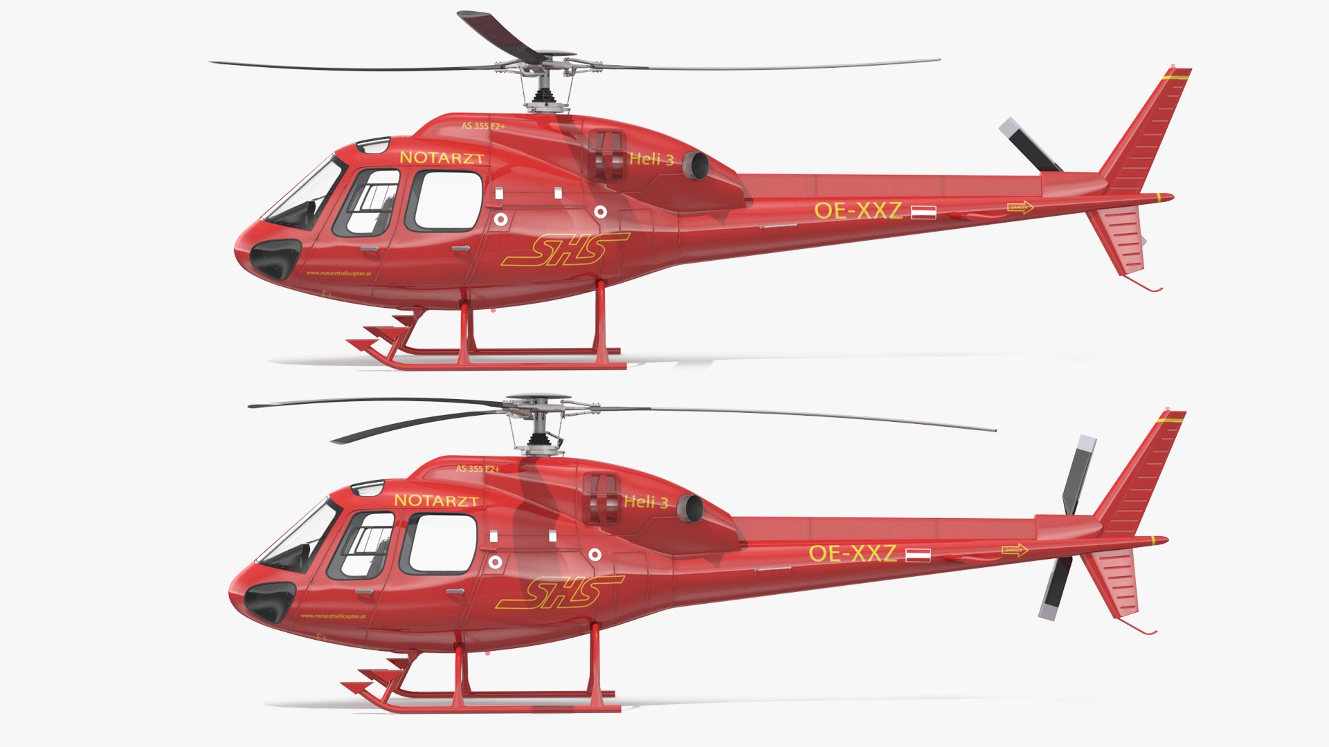 Aviation Services Helicopter Eurocopter AS355 Rigged 3D model ...