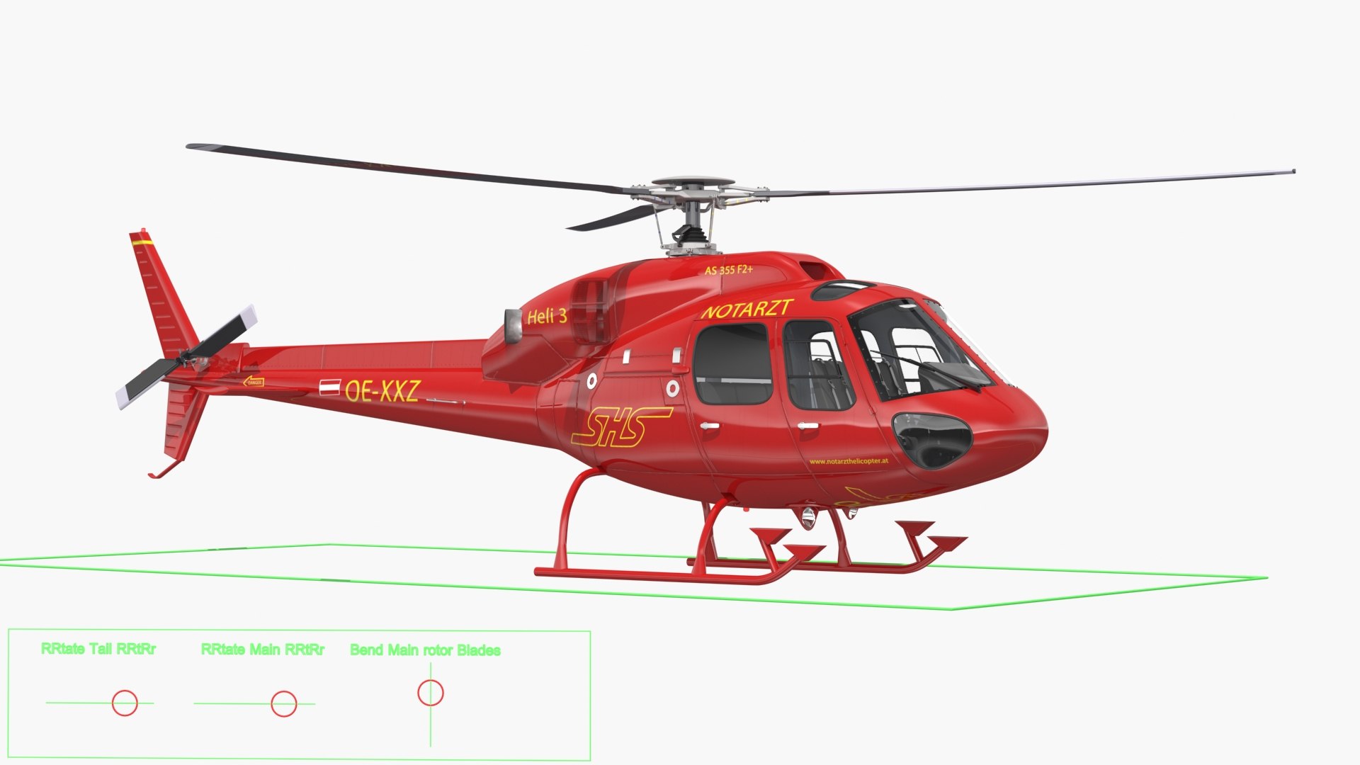Aviation Services Helicopter Eurocopter AS355 Rigged 3D model ...