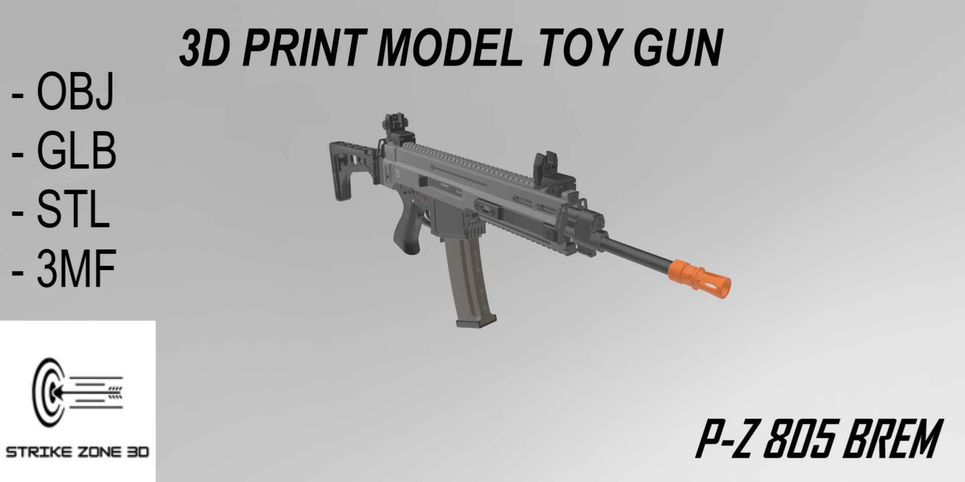 P-Z 805 Brem 3D Print Toy Gun 3D Model - TurboSquid 2315901