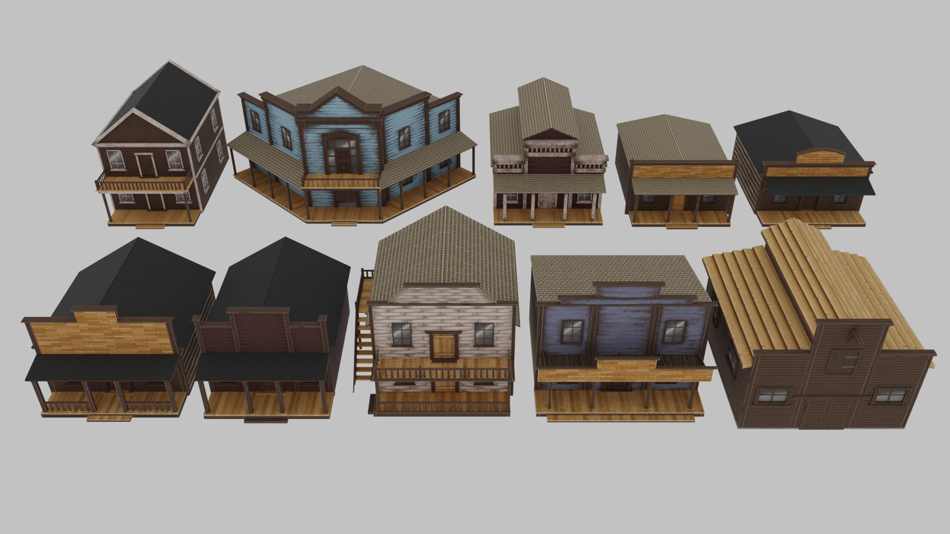 低聚西部建筑套装3D模型 - TurboSquid 2277755