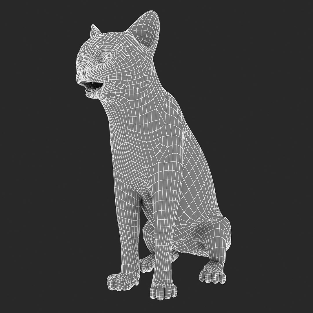 Cat 3 Pose Fur 3d Model