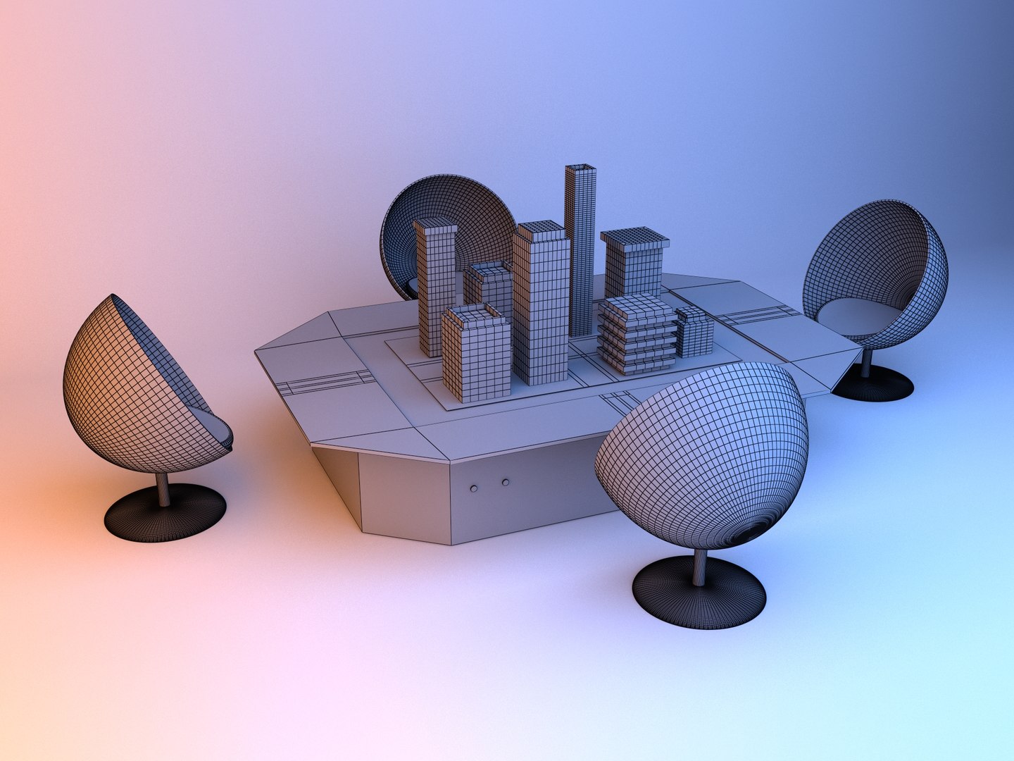 Cyber Futuristic Headquarters Conference Table 3D Model - TurboSquid ...