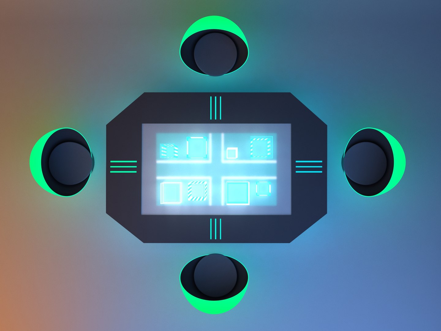 Cyber Futuristic Headquarters Conference Table 3D Model - TurboSquid ...