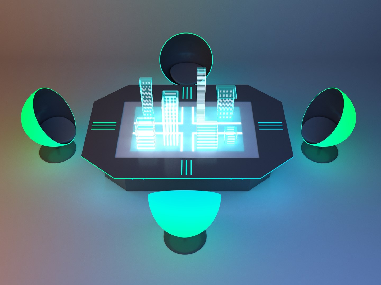 Cyber Futuristic Headquarters Conference Table 3D Model - TurboSquid ...