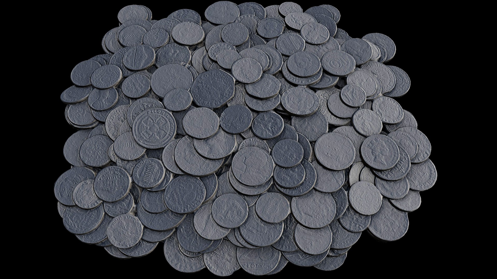 Coins Pile Silver Copper Old Types Pt1 PBR Photogrammetry 3D ...
