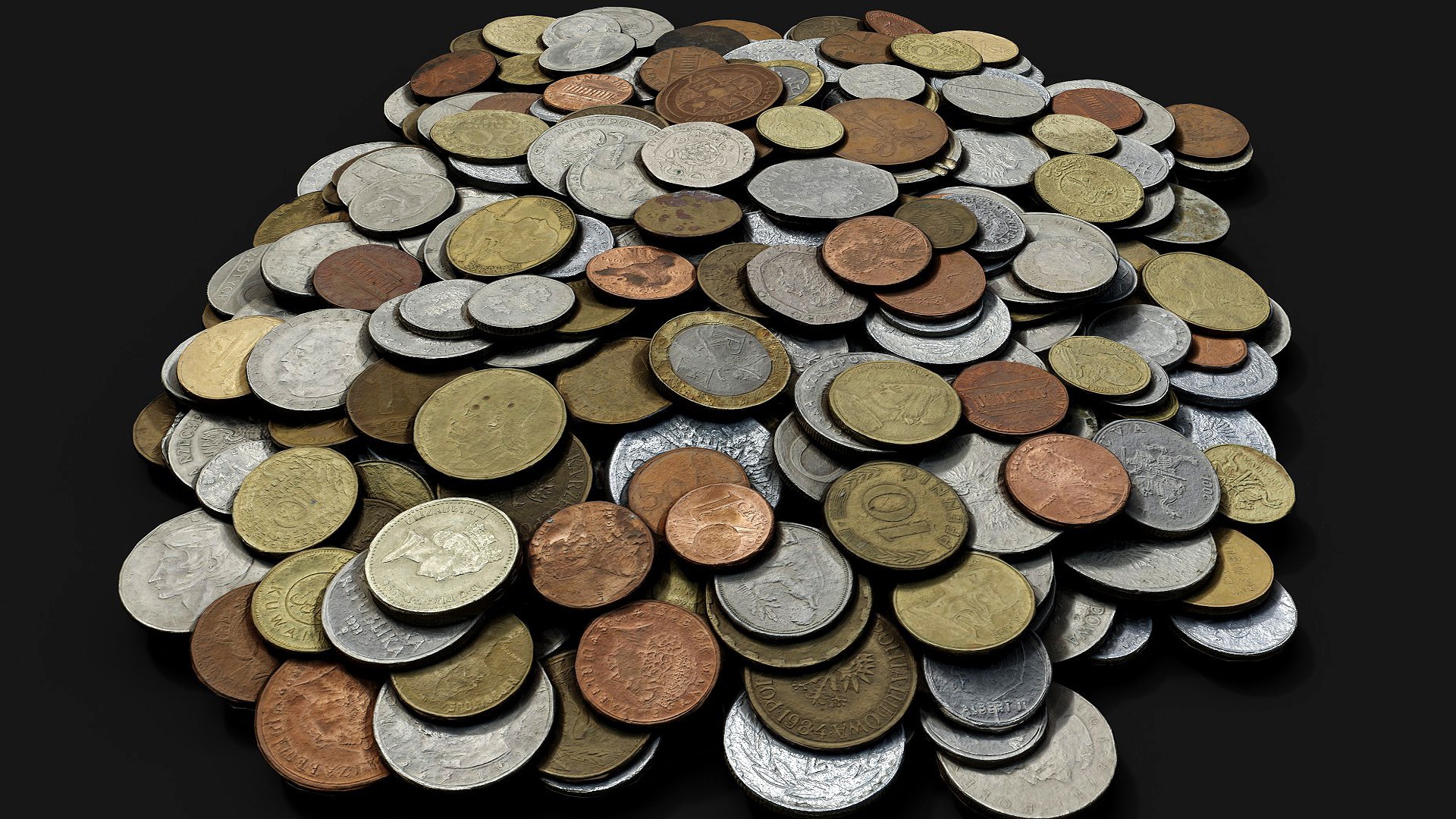Coins Pile Silver Copper Old Types Pt1 PBR Photogrammetry 3D ...