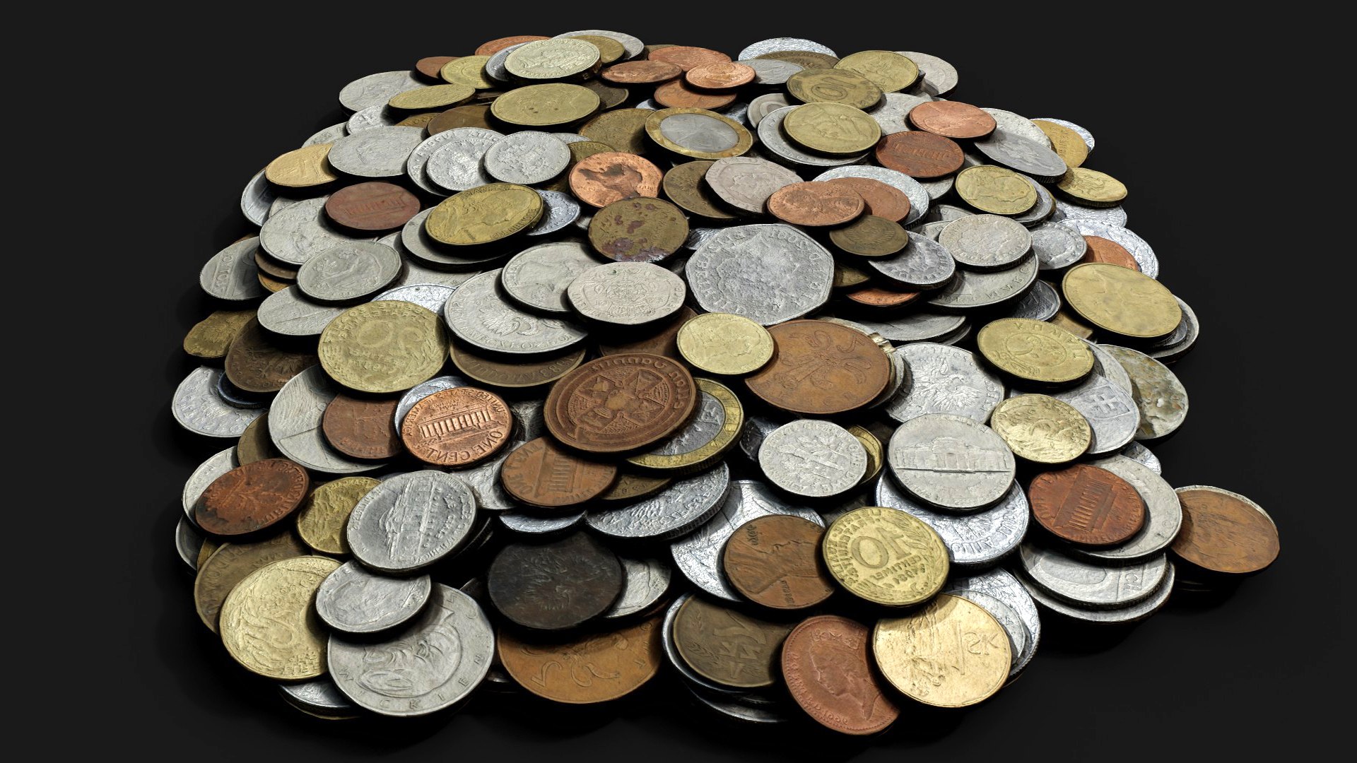 Coins Pile Silver Copper Old Types Pt1 PBR Photogrammetry 3D ...