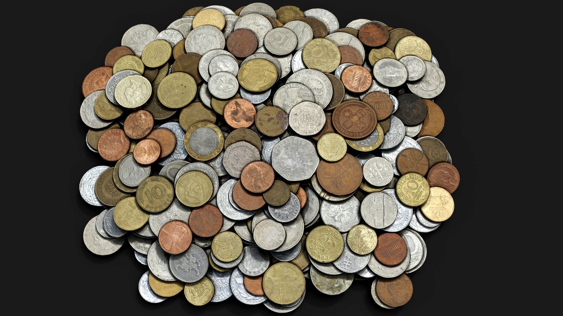 Coins Pile Silver Copper Old Types Pt1 PBR Photogrammetry 3D ...