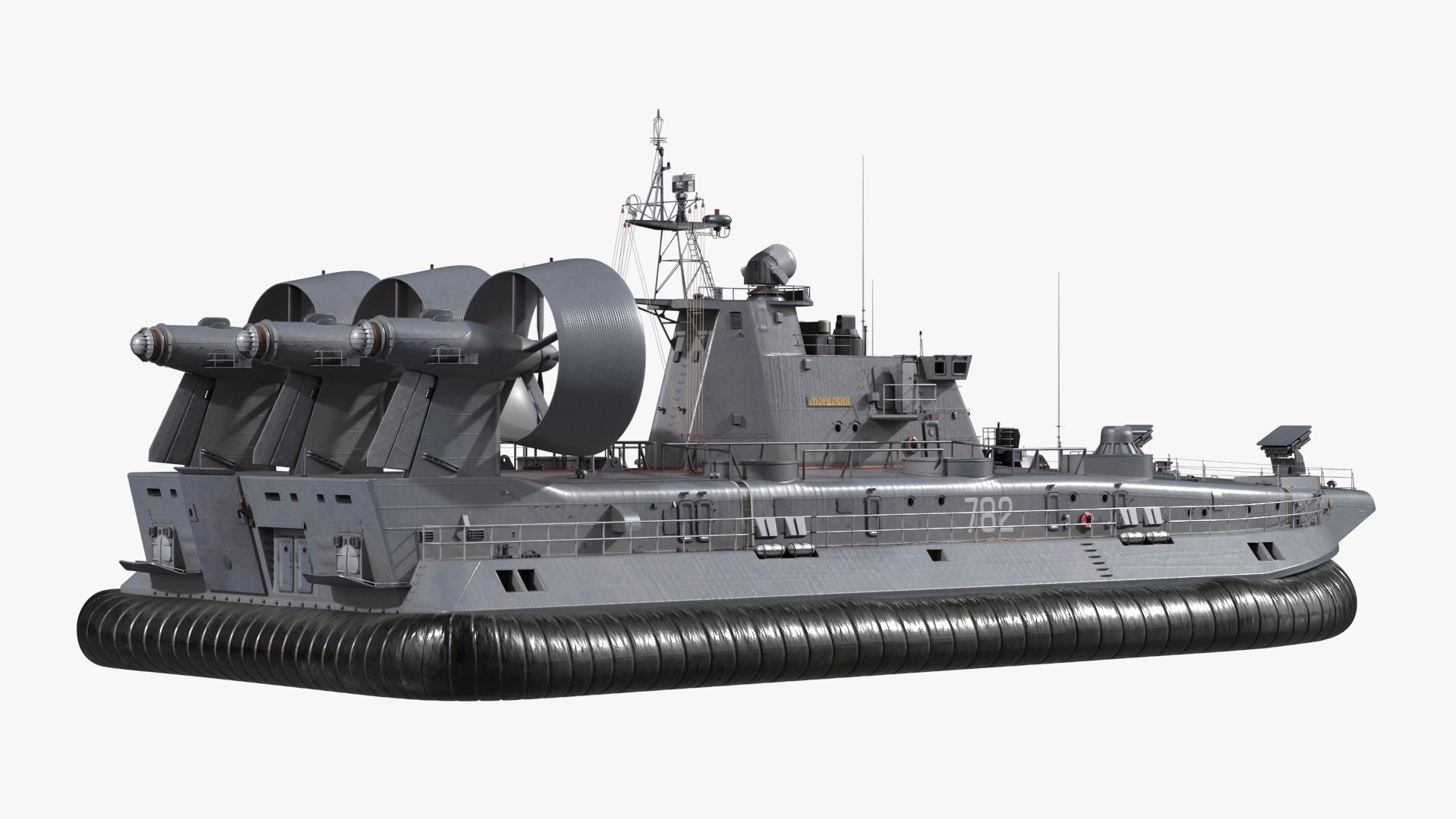 Zubr-Class Amphibious Assault Hovercraft With Turbines Gray Rigged For ...