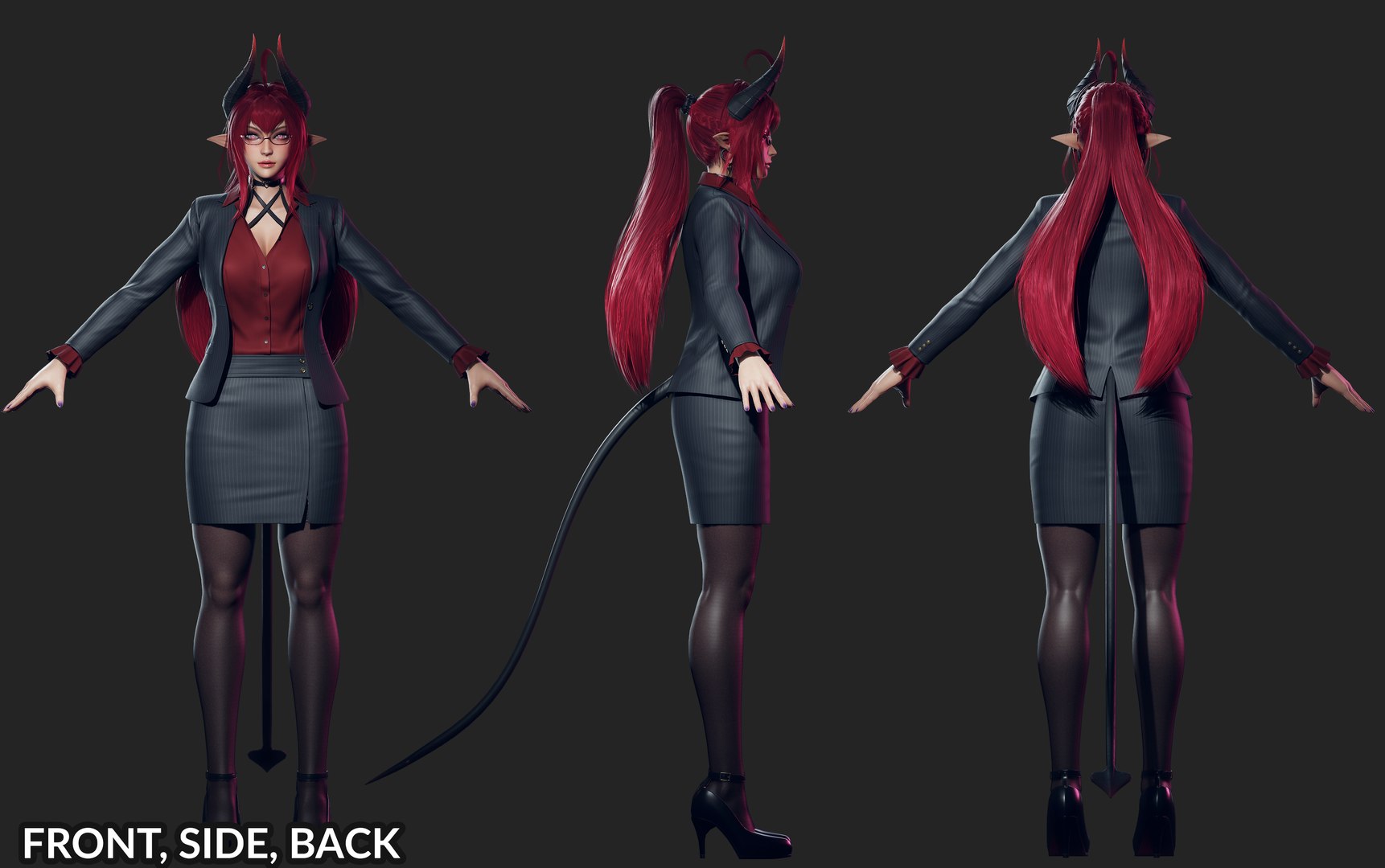 3D Daemon Girl - Business Suit - TurboSquid 1838981