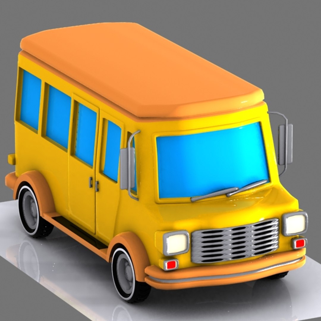 cartoon minibus bus 3d max
