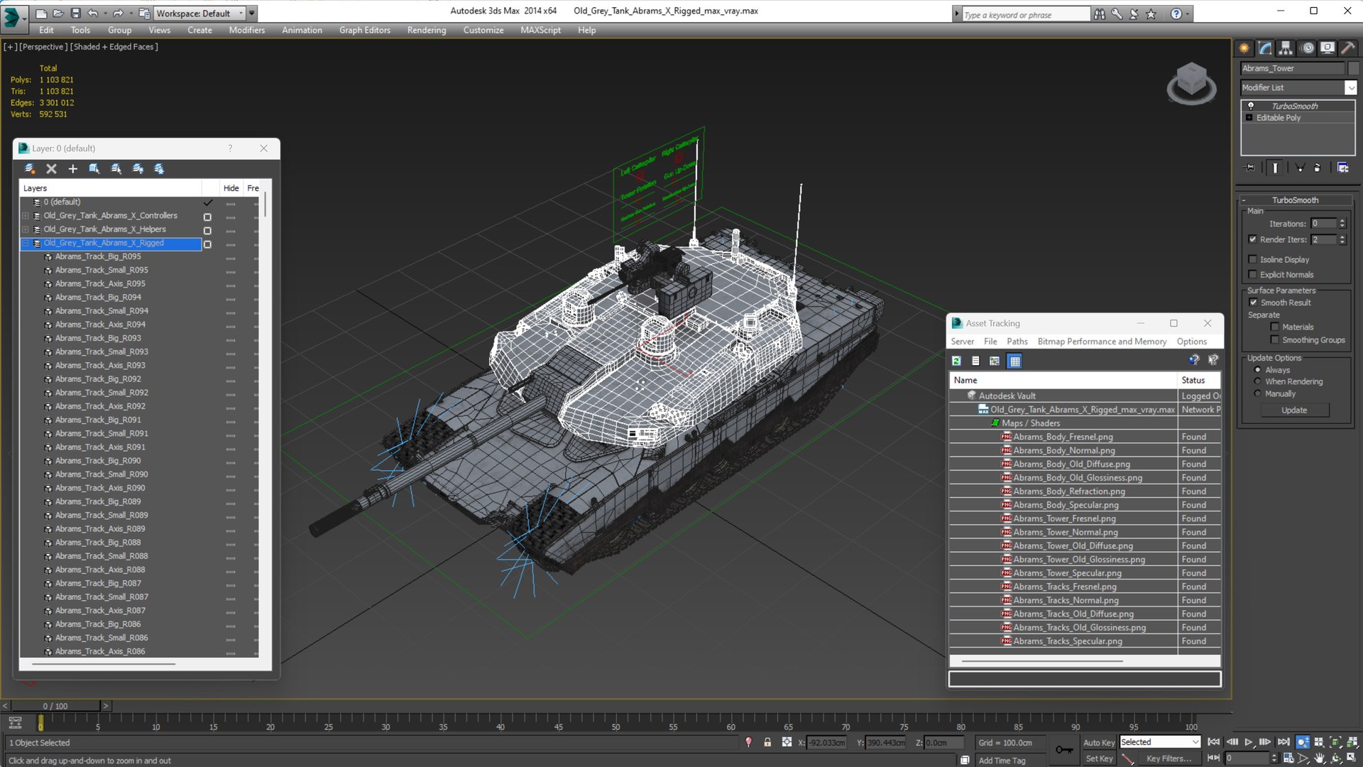 3D model Old Grey Tank Abrams X Rigged - TurboSquid 2088460