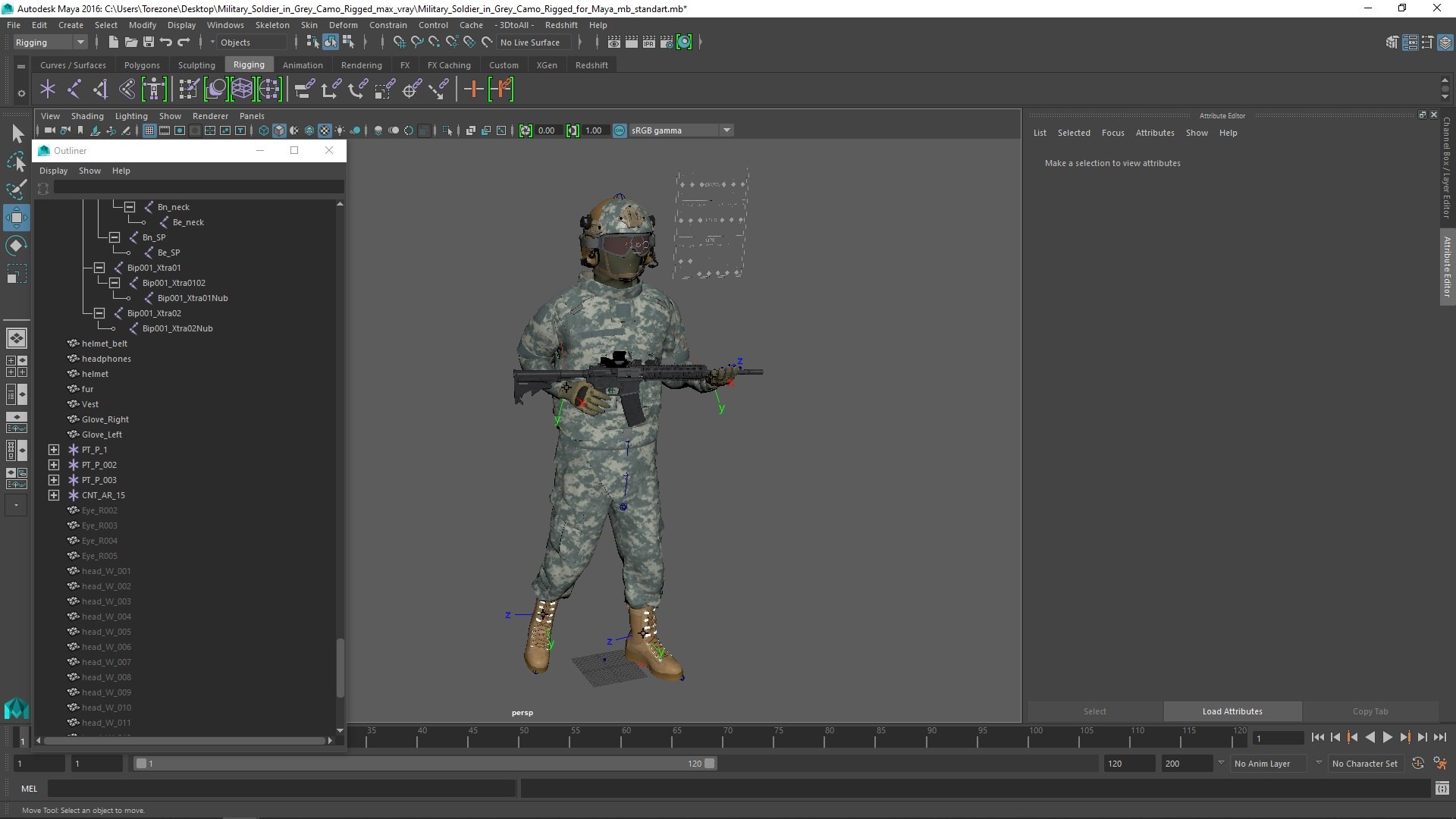 Military Soldier In Grey Camo Rigged For Maya Model - TurboSquid 2282710