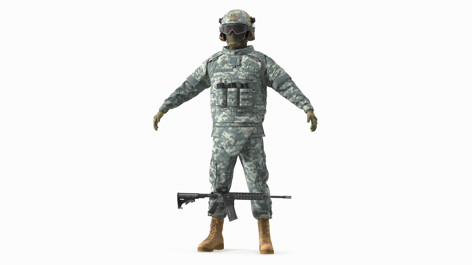 Military Soldier In Grey Camo Rigged For Maya Model - TurboSquid 2282710