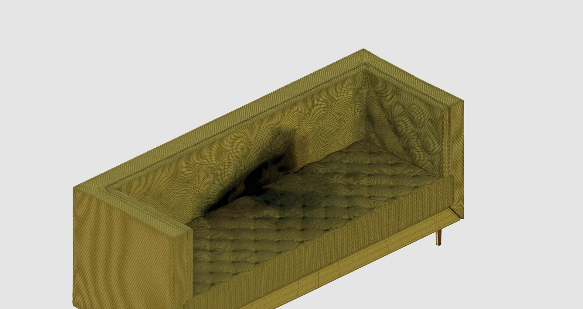 3D Yellow Corner Capitone Sofa Model - TurboSquid 1990515