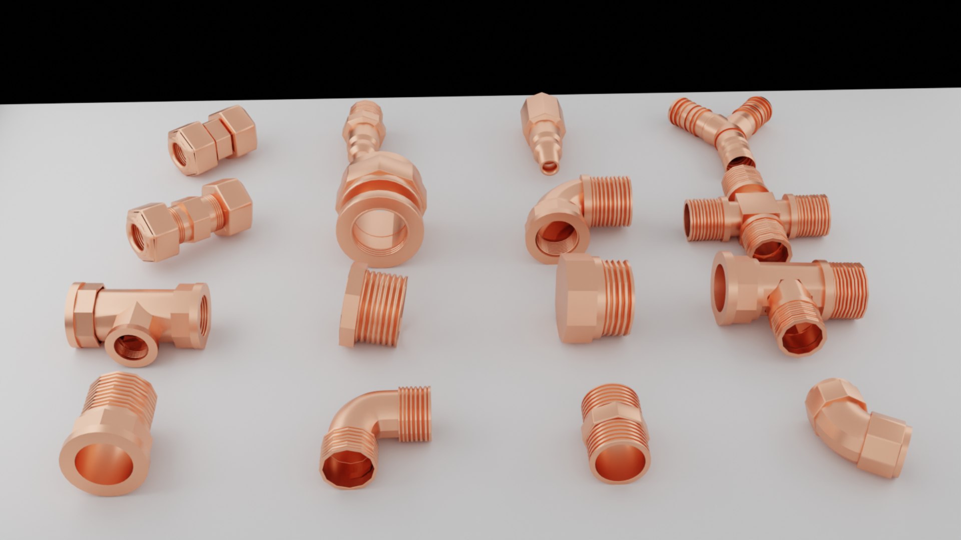 3D Copper Fittings For Plumbing Insulation Pipes Model - TurboSquid 2241094