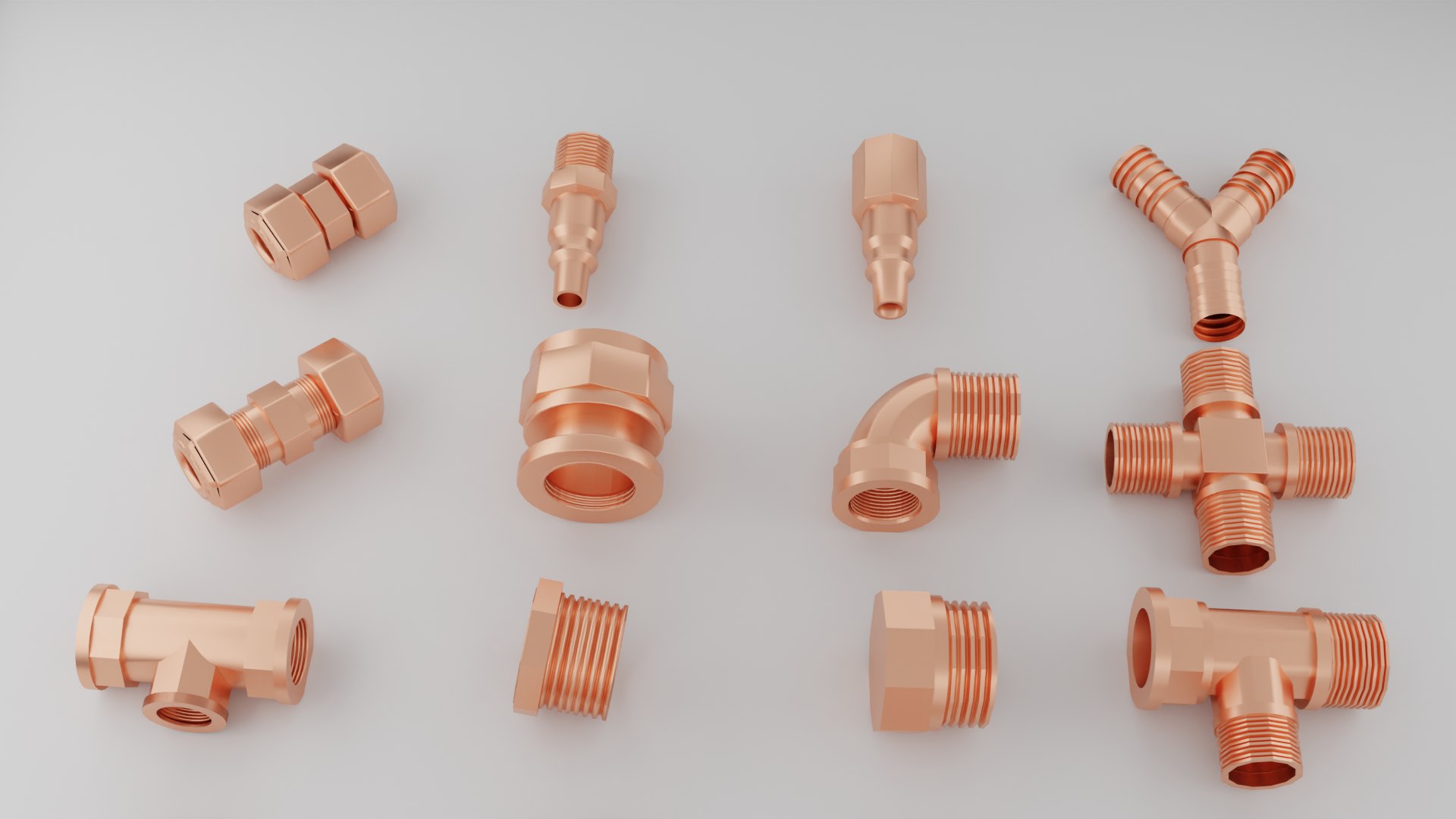 3D Copper Fittings For Plumbing Insulation Pipes Model - TurboSquid 2241094