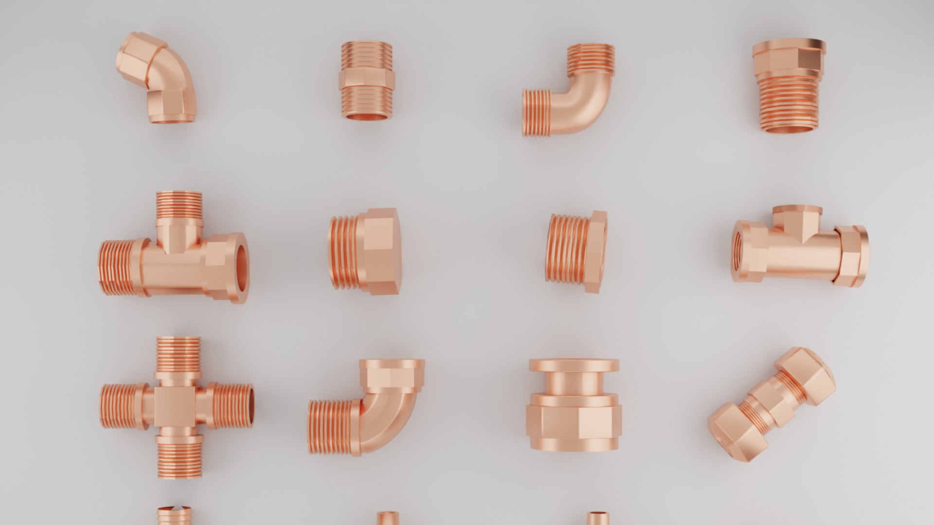 3D Copper Fittings For Plumbing Insulation Pipes Model - TurboSquid 2241094