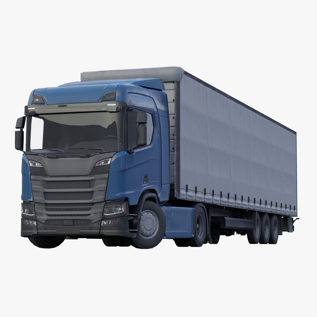 3D Generic truck with trailer low-poly - TurboSquid 2044956