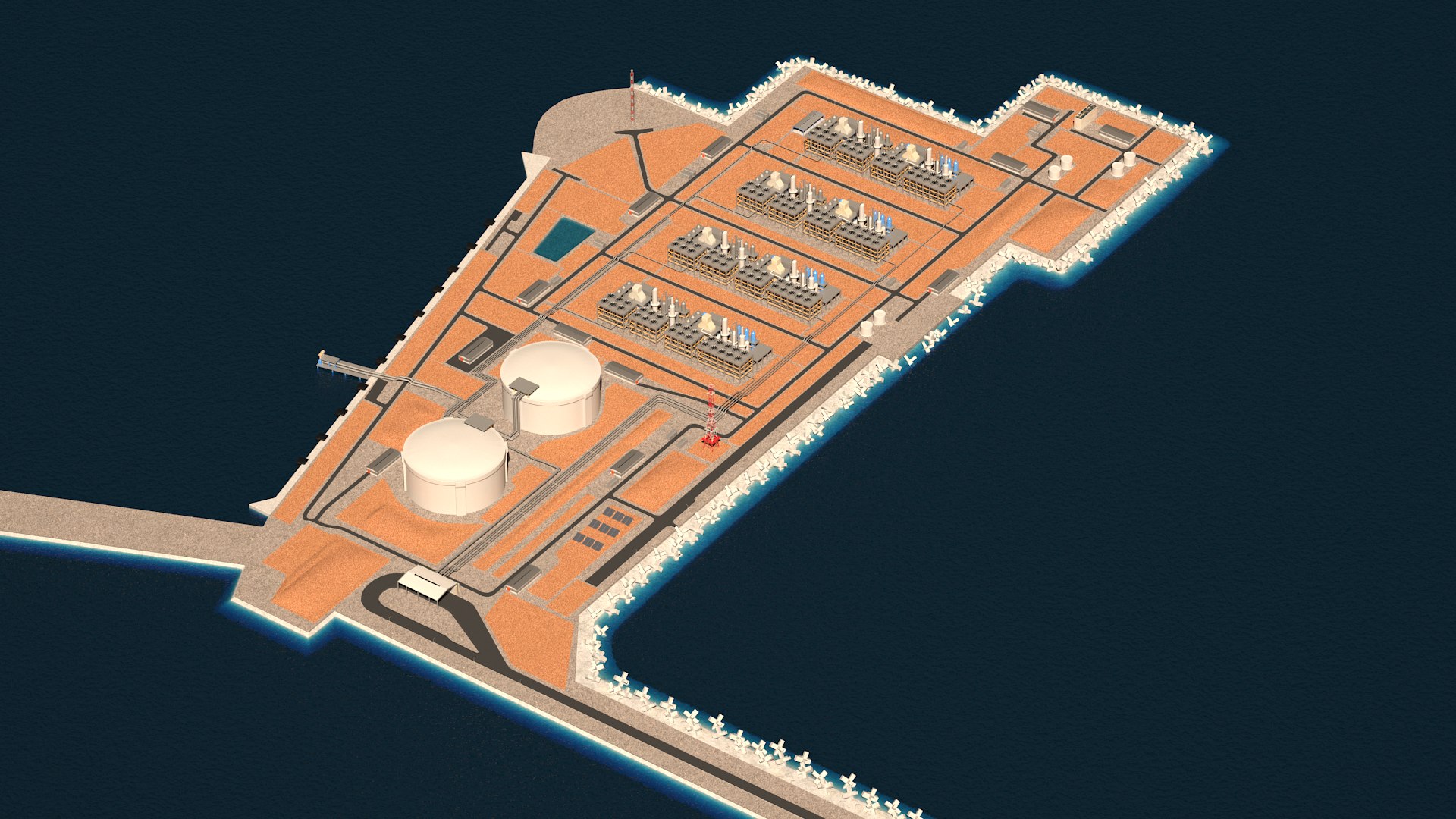 Lng Terminal Island Model - TurboSquid 1579198