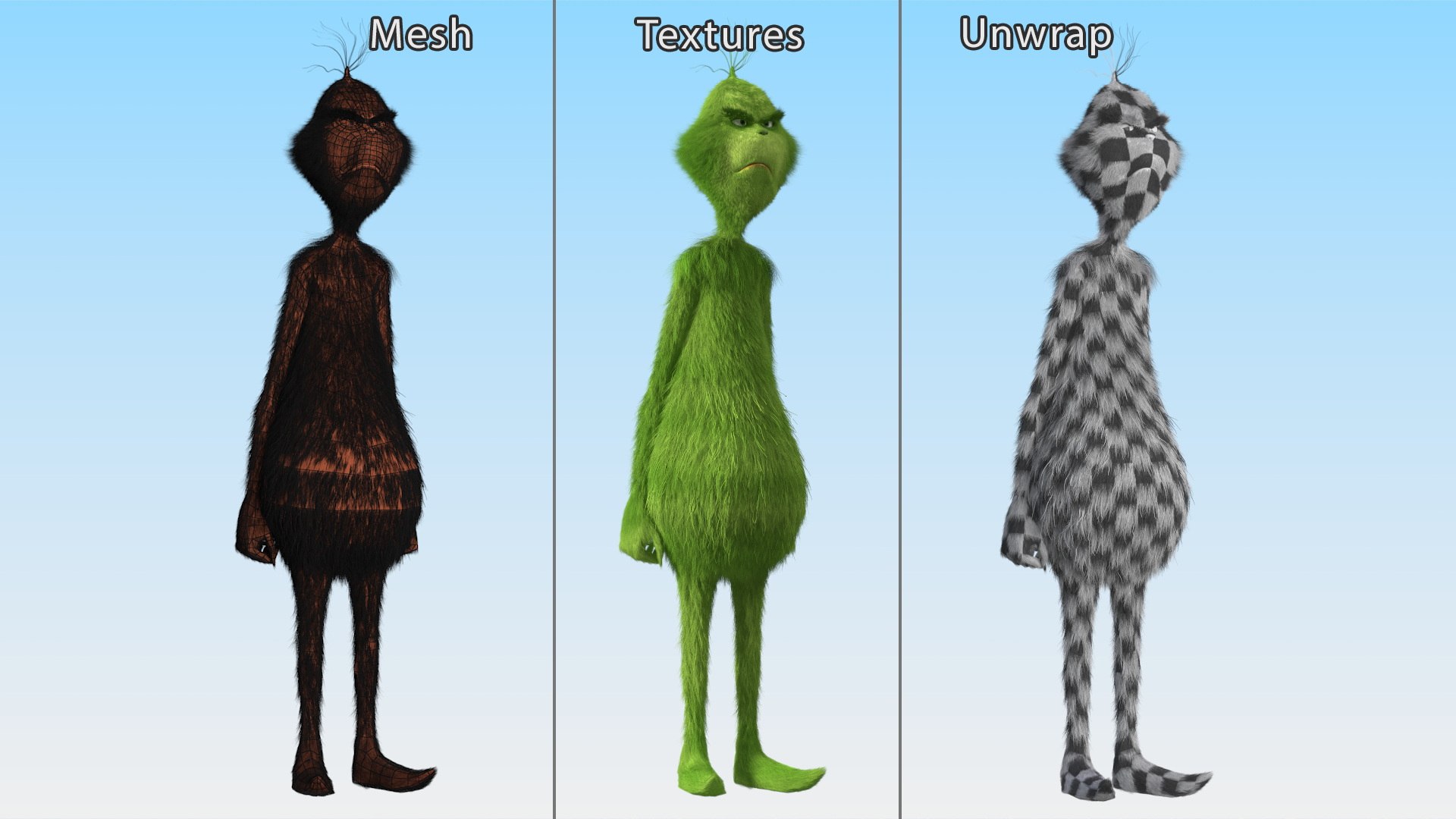 The Grinch Cartoon Character With Fur Model - TurboSquid 2115214