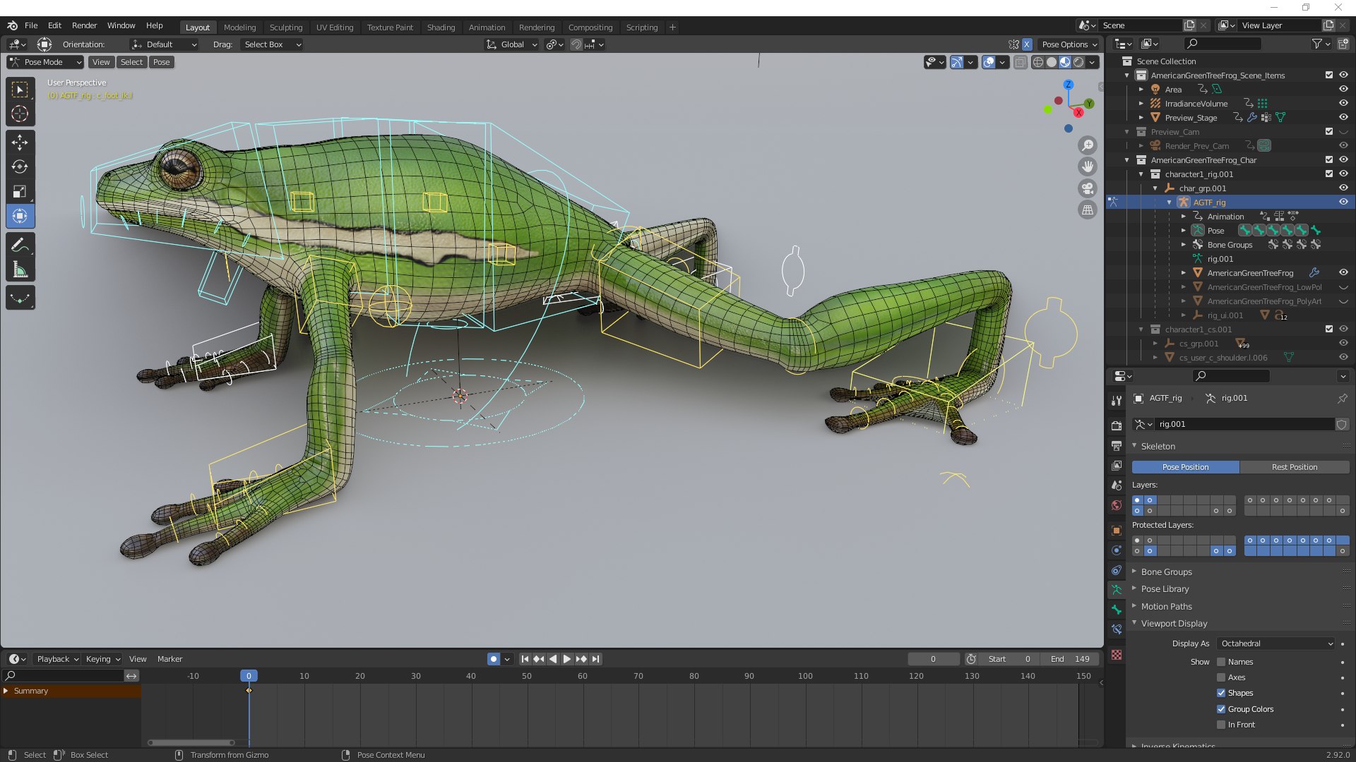 3D American Green Tree Frog - Rigged Model - TurboSquid 2031777