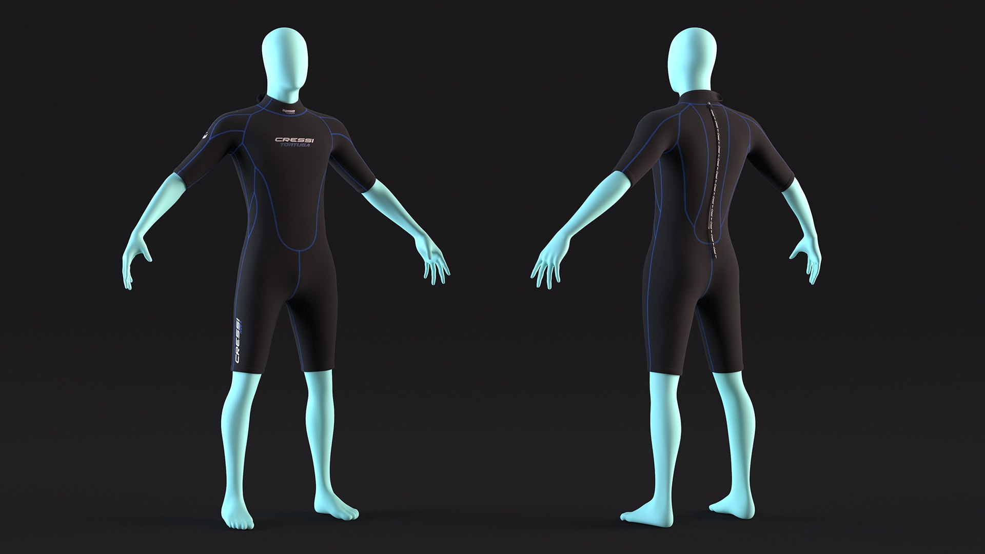 3D Model Man Wetsuit Cressi Shorty Version - TurboSquid 2243090