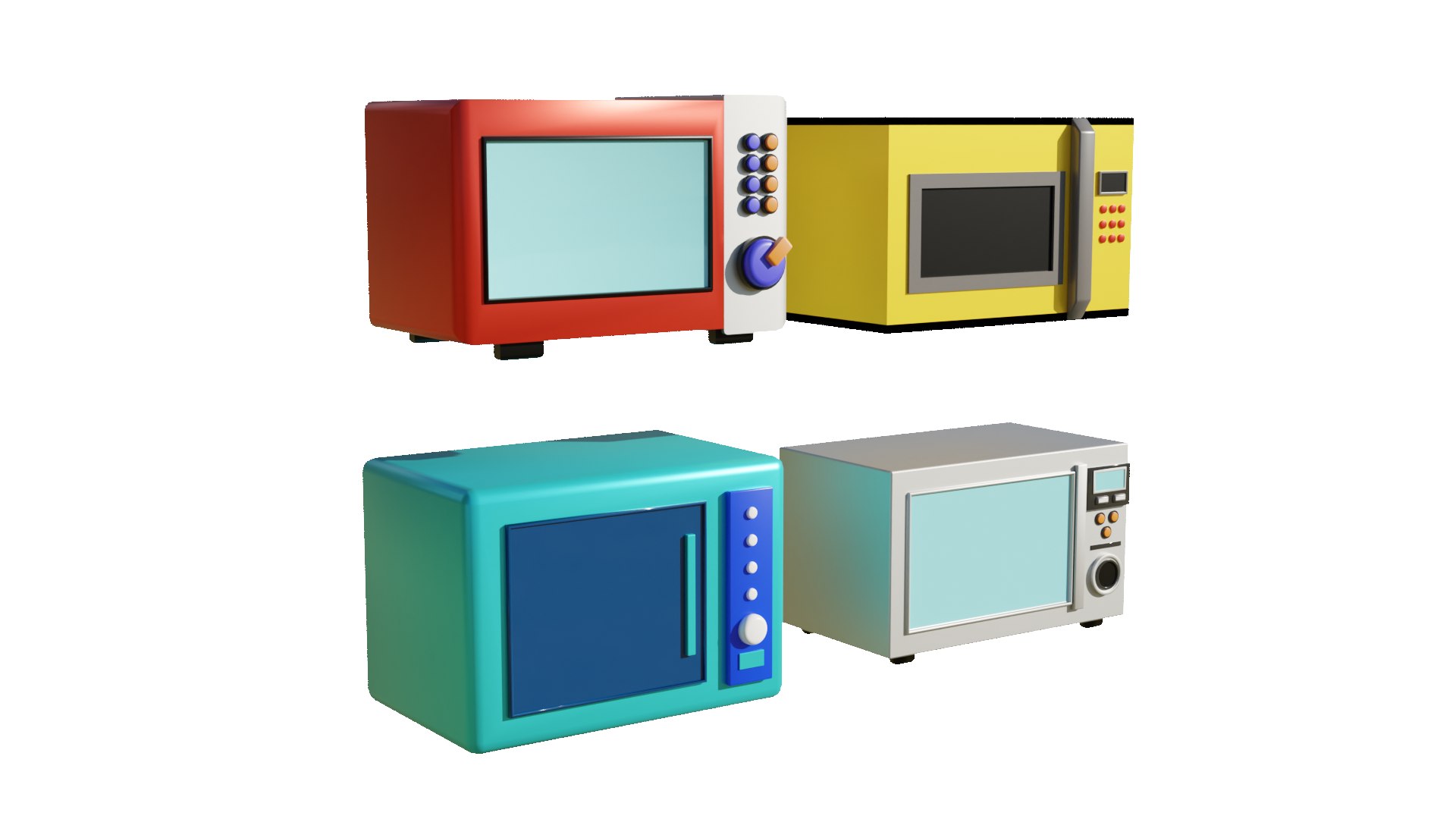 3D Low Poly Microwaves Set Model - TurboSquid 2101370